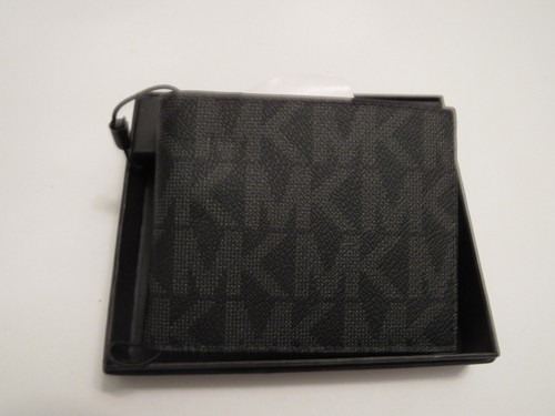 NWT Michael Kors black color "MK" PVC bifold wallet Men | eBay