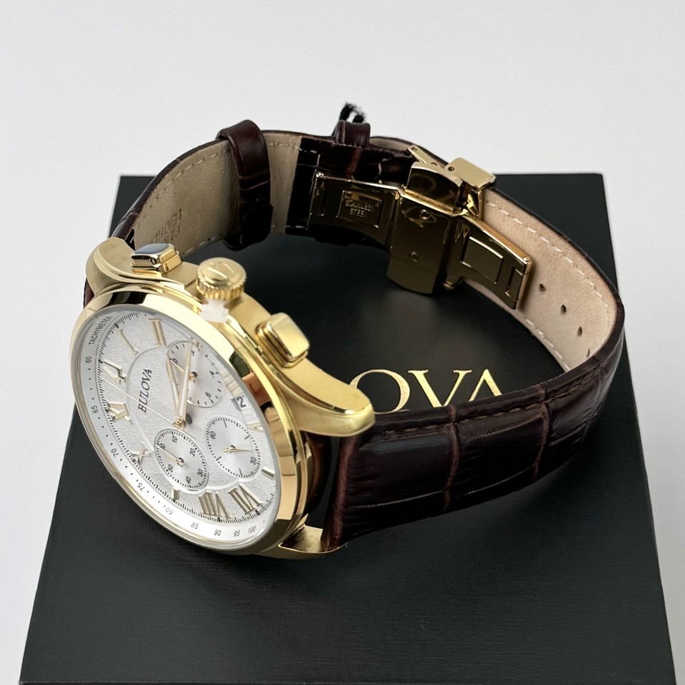 BULOVA 97B169 Wilton Men's Classic Watch Leather Strap Quartz ...