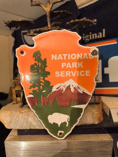 VINTAGE NATIONAL PARK SERVICE PORCELAIN SIGN OLD FOREST RANGER STATION ...