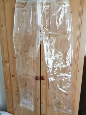 Plastic Vinyl Transparent clear Jeans Pants, Noisy, creaky,32 Waist 30 ...