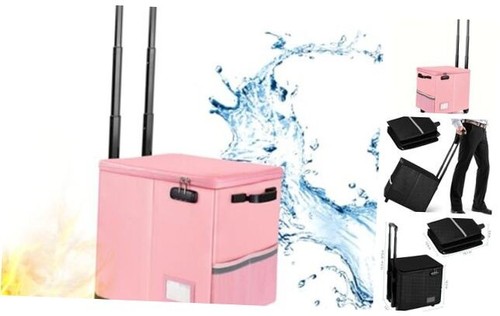 Portable fireproof rolling file box with Telescopic handle,file cart ...