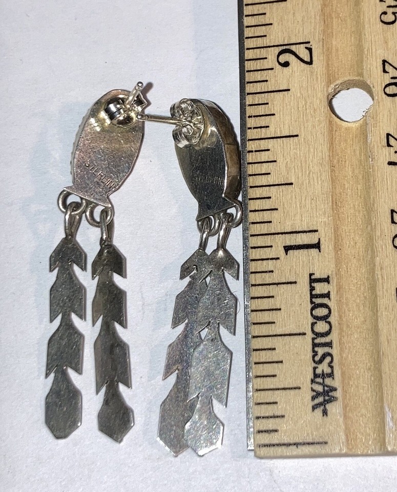 Sterling Silver Tigers Eye Earrings Feather | eBay