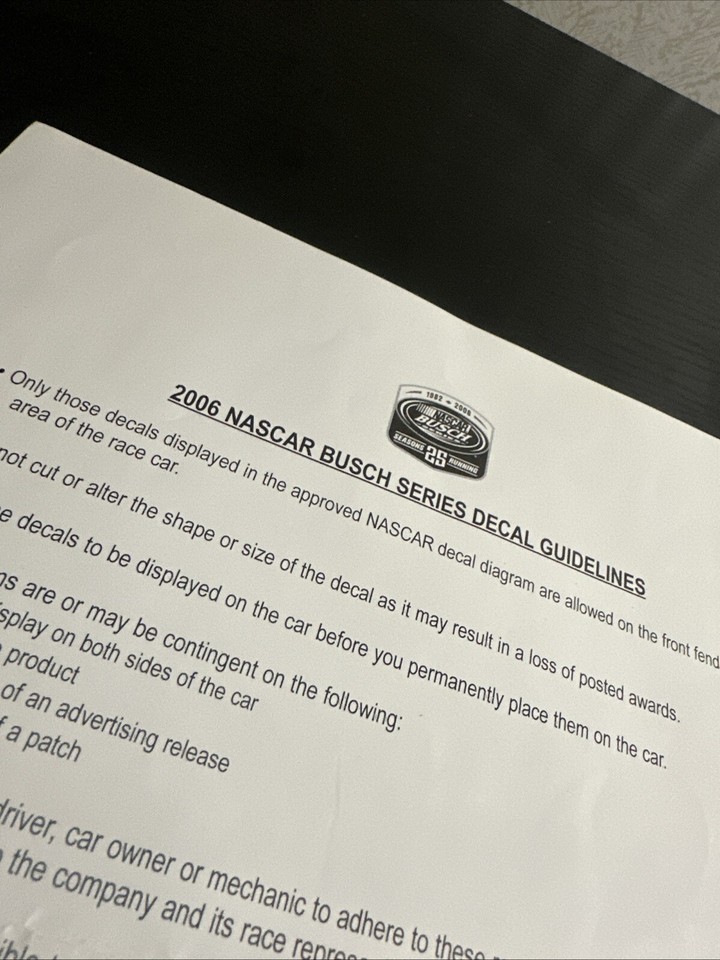 Vintage Busch Series NASCAR Contingency Decals Featherlite Sponsor ...