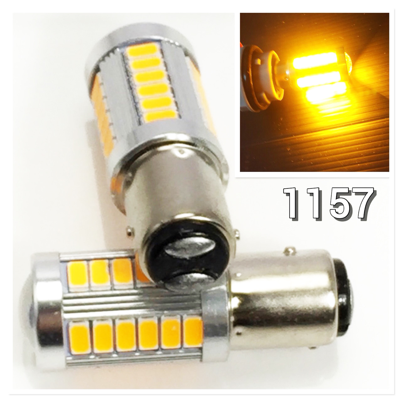 Front Signal 1157 2057 3496 7528 P21/5W 33SMD LED Bulb Amber K1 HA | eBay