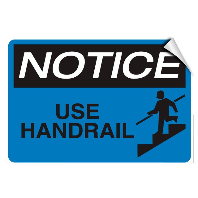 Notice Use Handrail Style 2 Hazard LABEL DECAL STICKER | eBay