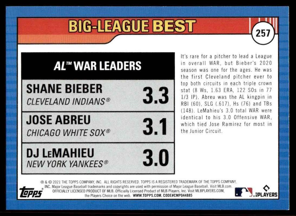 2021 Topps Big League Shane/Jose/DJ #257 | eBay