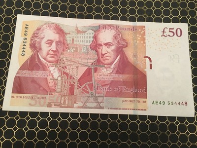 Bank of England 50 pound note AE4953 444 8 serial number | eBay UK