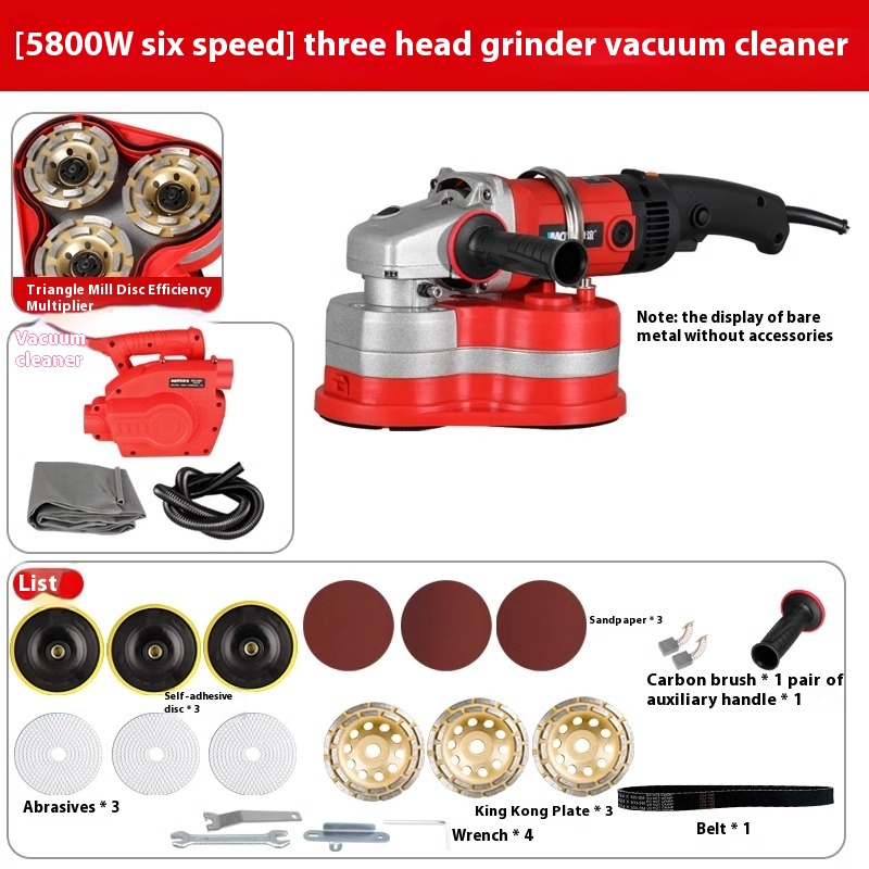 Three Head Dustless Grinder Triangle Floor Grinder Grinding Edge ...