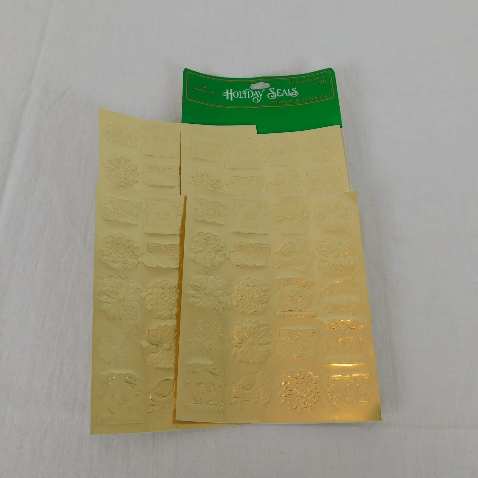 Hallmark Christmas Stickers Gold Embossed Holiday Seal Pressure ...
