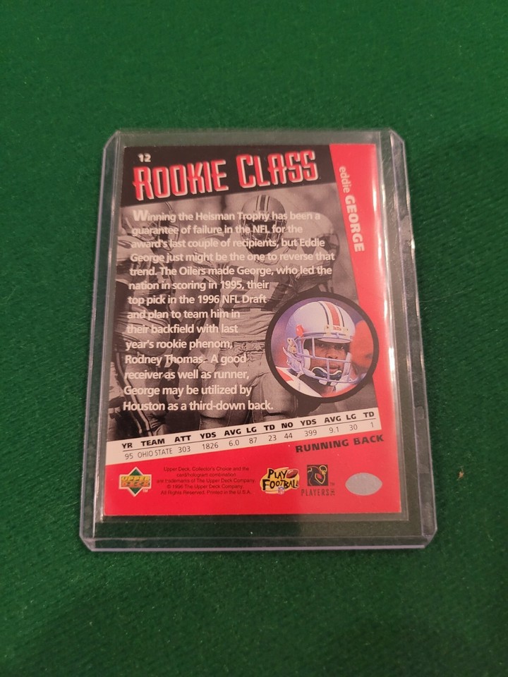 1996 Upper Deck Collector's Choice Eddie George #12 Rookie Class RC ...
