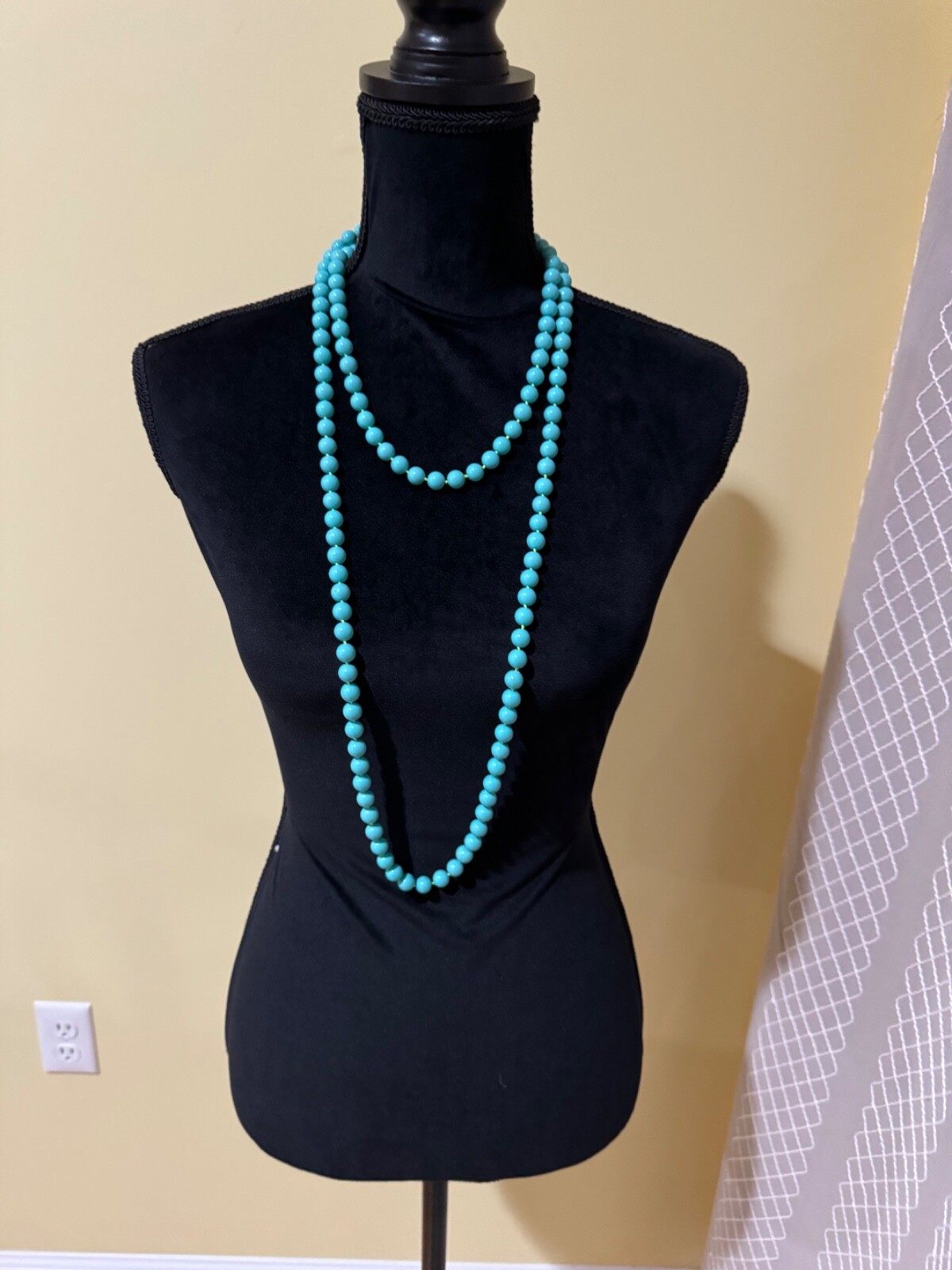 Vintage Long String/Necklace of Turquoise Beads Signed Tied with string ...