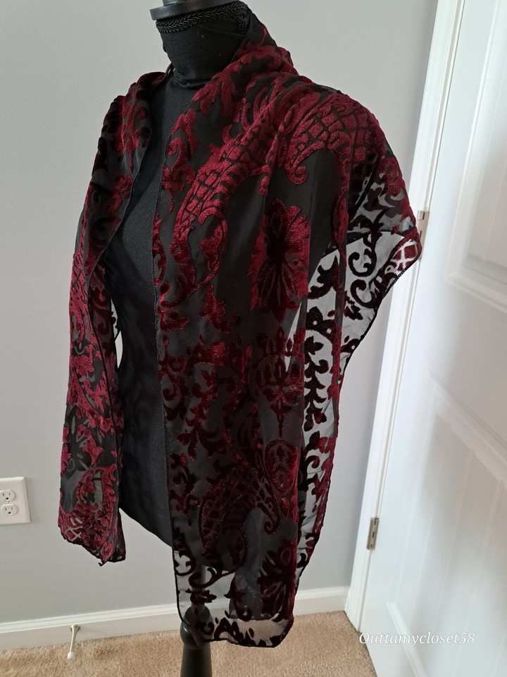 Sheer Dress Scarf. 14"x64". Maroon Velvet. Sissy Fem CD Trans | eBay