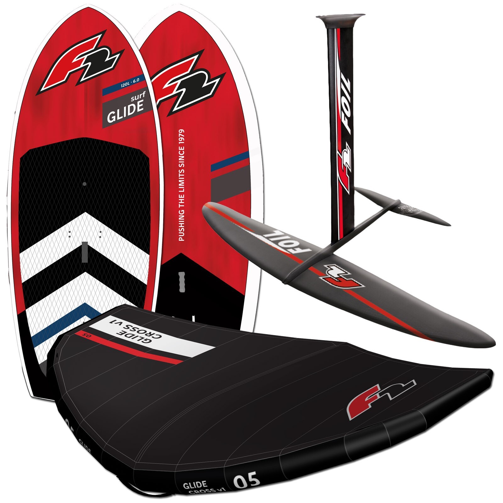 F2 GLIDE SURF HARDBOARD - WING FOIL BOARD 120 L + FOIL SET 2800 + WING ...
