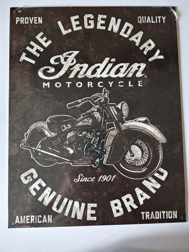 The Legendary Indian Motorcycle Metal Sign Wall Decor Black Vintage ...