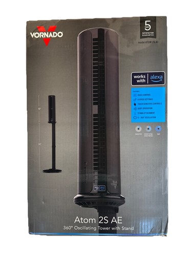 Vornado Atom 2S AE Oscillating Tower Fan 4 Fan in Black Alexa Capable Unused | eBay