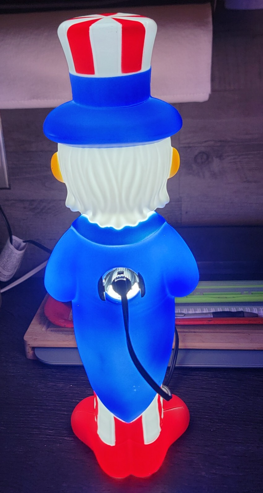 14” UNCLE SAM PATRIOTIC BLOW MOLD LIGHT UP GEMMY AMERICAN 4th OF JULY ...