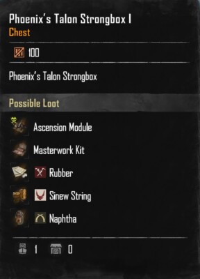 SKULL AND BONES - Phoenix Talons Strongbox - CHANCE AT MASTERWORK KIT ...