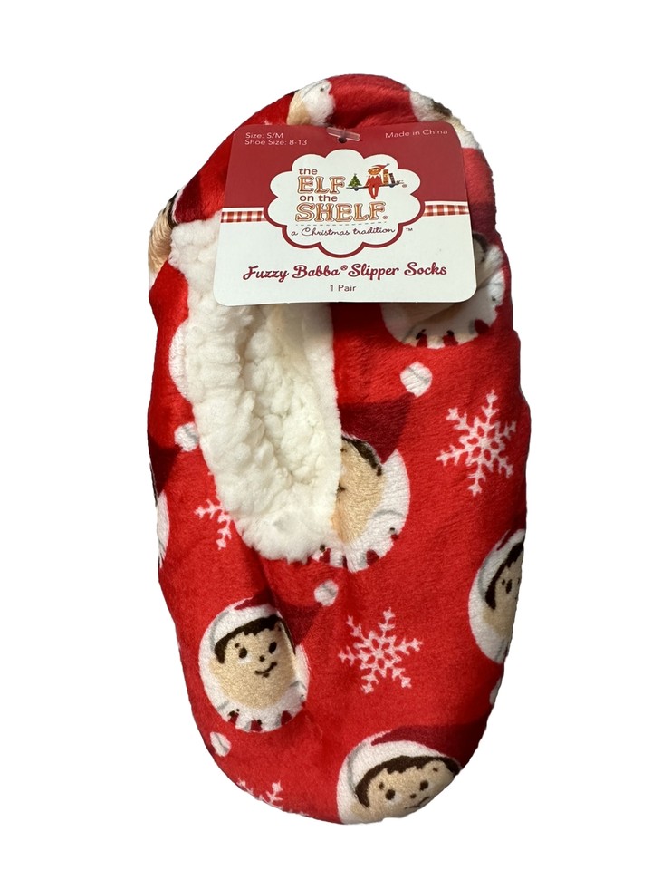 Elf on the Shelf -Christmas Classic- New Kids Fuzzy Babba Slipper Socks ...