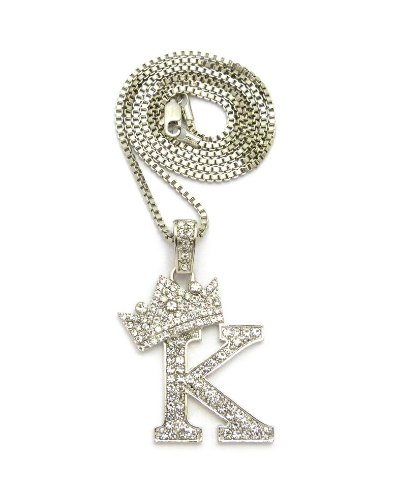 NEW KING 'K' PENDANT & 24" BOX/CUBAN CHAIN HIP HOP NECKLACE - XZ160R | eBay
