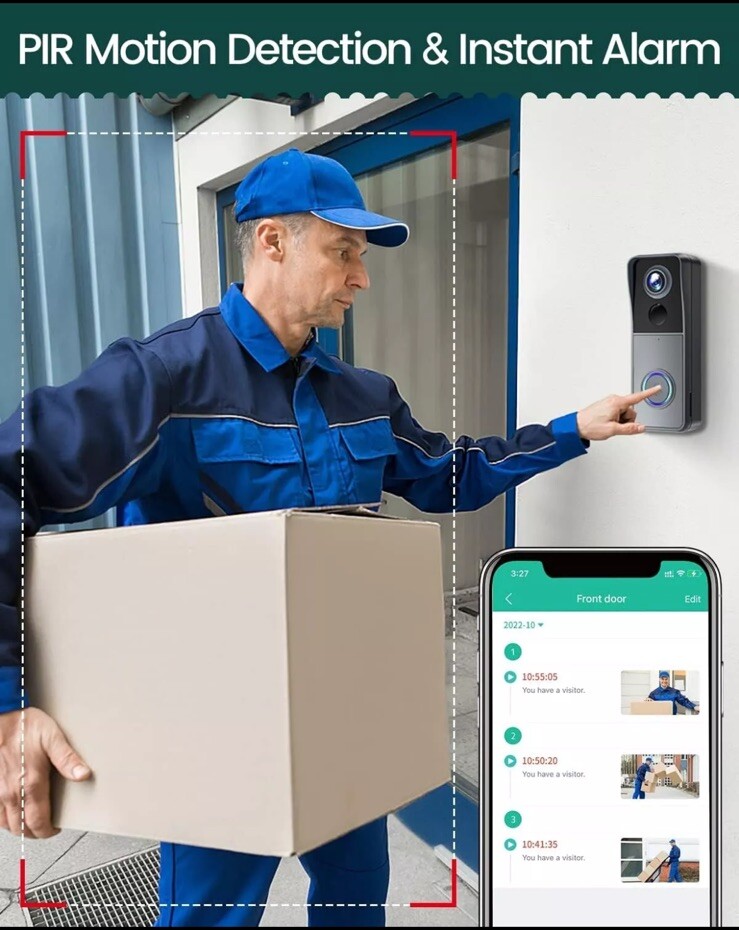 Wireless Video Doorbell Camera with Chime Voice Changer/Message PIR EUKI J9 | eBay