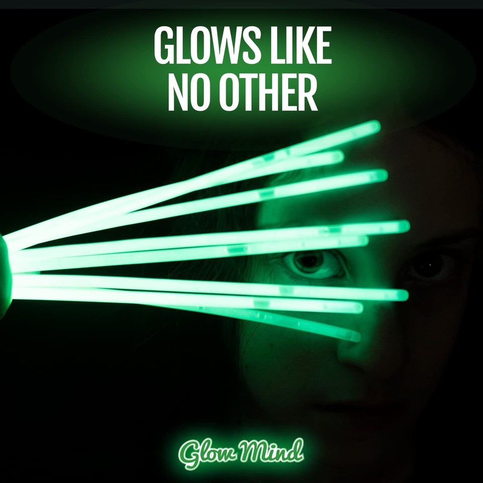 100 Glow Mind Glow Sticks Glow in The Dark Fun Party Pack with 8" Party ...