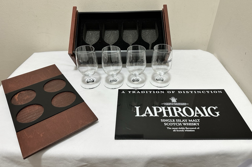 Laphroaig SINGLE ISLAY MALT 4 STEMMED Glass Boxed Set RARE | eBay