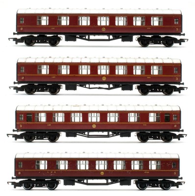 HORNBY 'OO' GAUGE RAKE OF 4 LMS MAROON 3RD CLASS COACHES | eBay UK