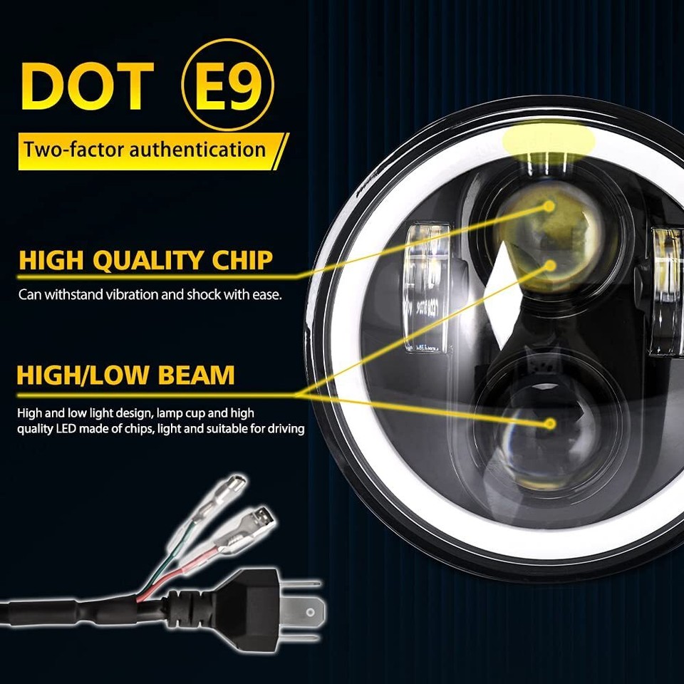 4PCS 5.75" Halo LED Headlights Hi-Lo Beam For Mercedes-Benz 380SL 450SL ...