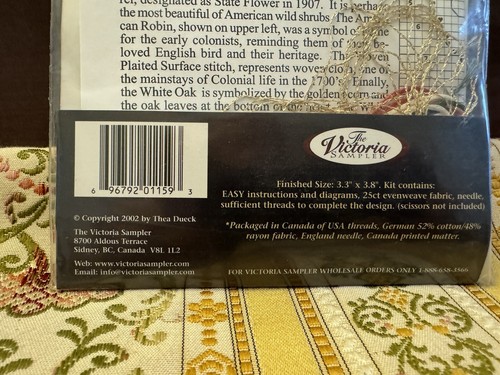 The Victoria Sampler CONNECTICUT Hearts of America Cross Stitch Kit | eBay