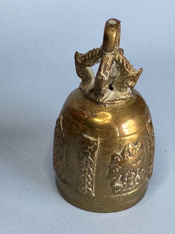 Antique Chinese Brass Guardian Bell Taotie Mask Qing/Republic Era ...