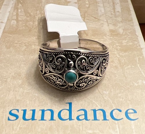 NWT Sundance Catalog Silver Turquoise “Swirl Of Emotion Ring” Size 10 ...