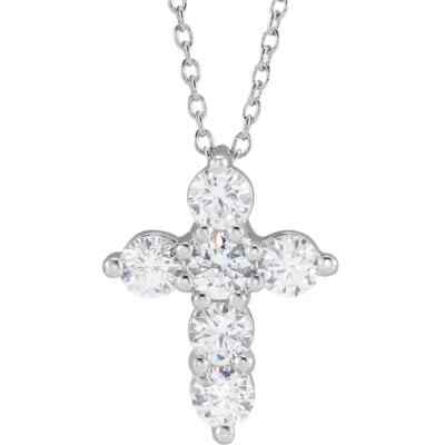 Lab-Created Diamond Cross 18" Necklace In 14K White Gold (3/4 CTW) | eBay
