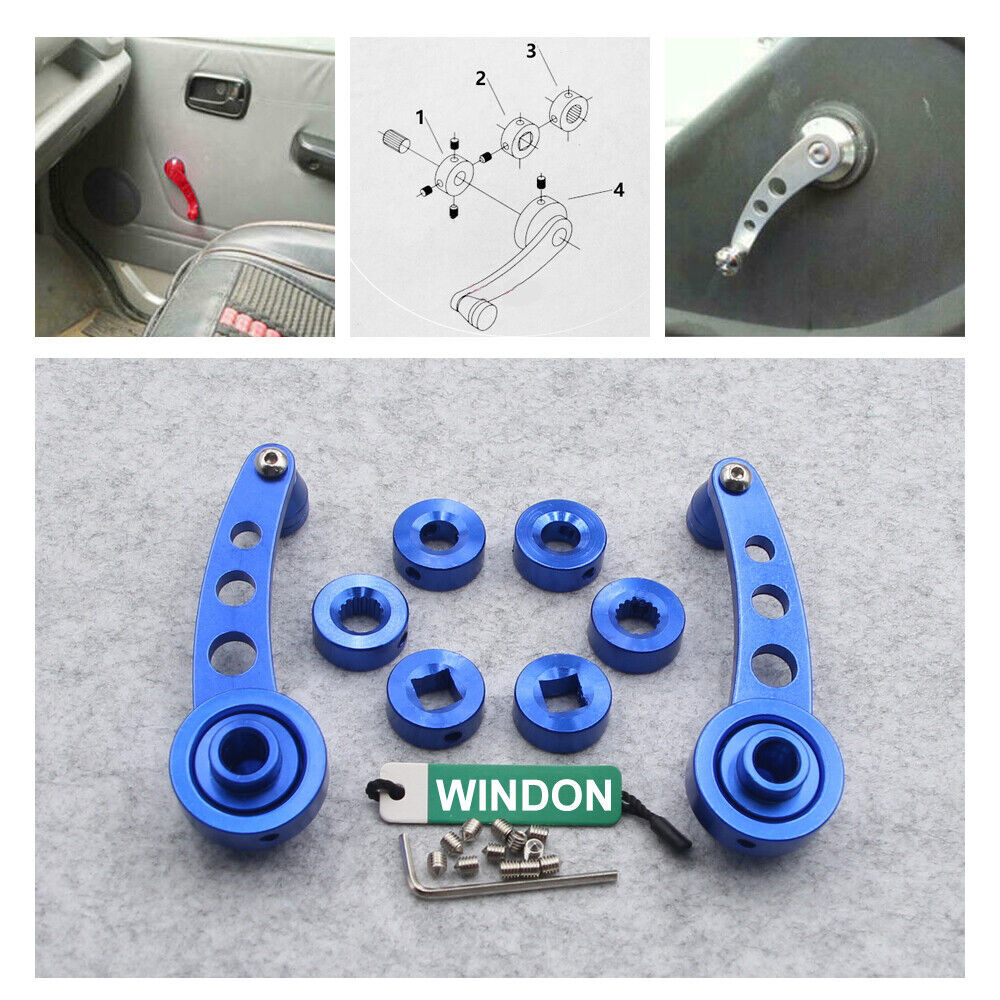 2x Blue Billet Aluminum Car Window Winders/Door Cranks Handles ...