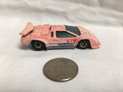 1987 Hot Wheels Lamborghini Countach Die Cast Car Pink Malaysia VINTAGE ...