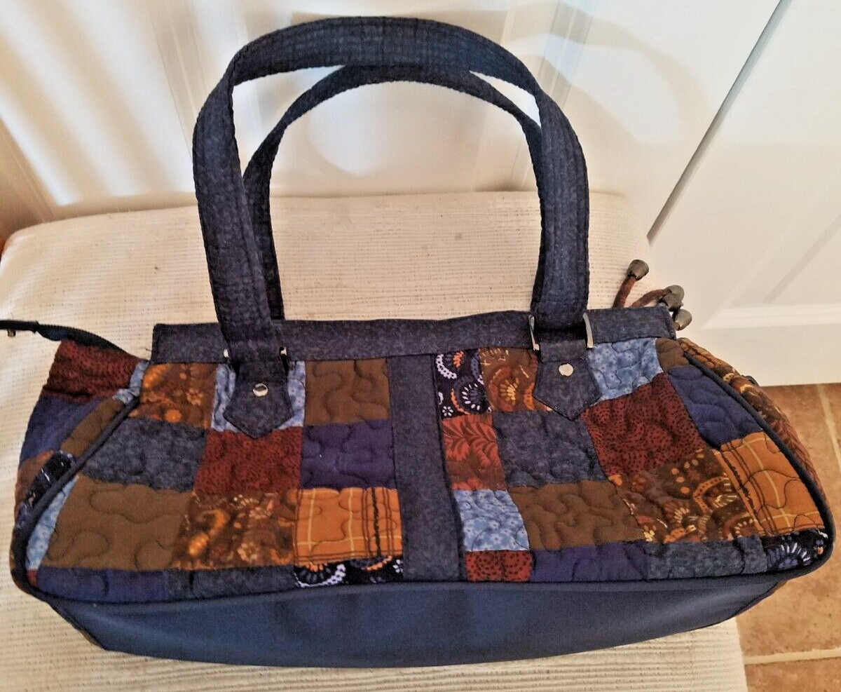 Donna Sharp Quilted Shoulder Handbag Purse Blue Brown… - Gem