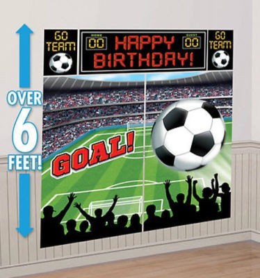 SOCCER Scene Setter birthday party wall BACKDROP 6' sports field goal ...