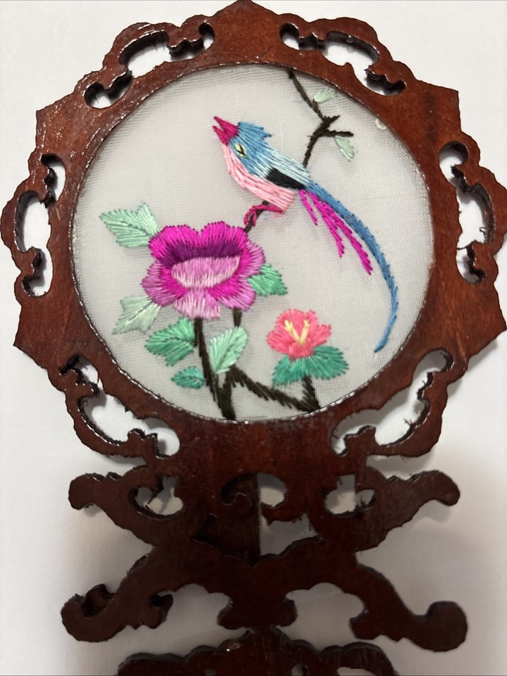 VTG Mini Chinese Art Double Sided Suzhou Silk Embroidery Birds, Flowers ...