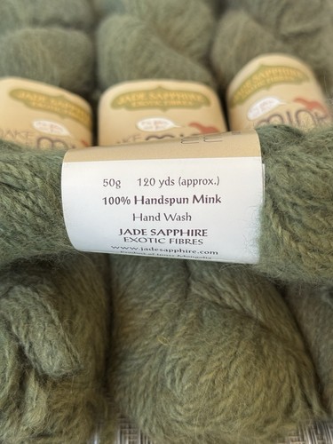JADE SAPPHIRE Make Mine Mink Yarn ~ Color-Green ~ 50g/120yds 100% Hand ...