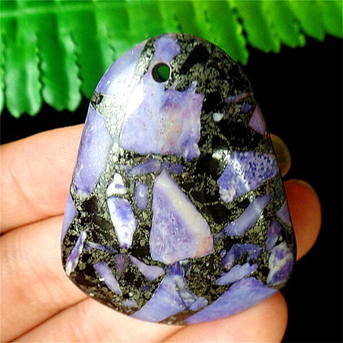 47x38x7mm Purple Sea Sediment Jasper Bell Reiki Healing Pendant Bead ...