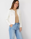 NEW ANN TAYLOR $179 WINTER WHITE TWEED TRIMMED PATCH POCKET JACKET SZ ...