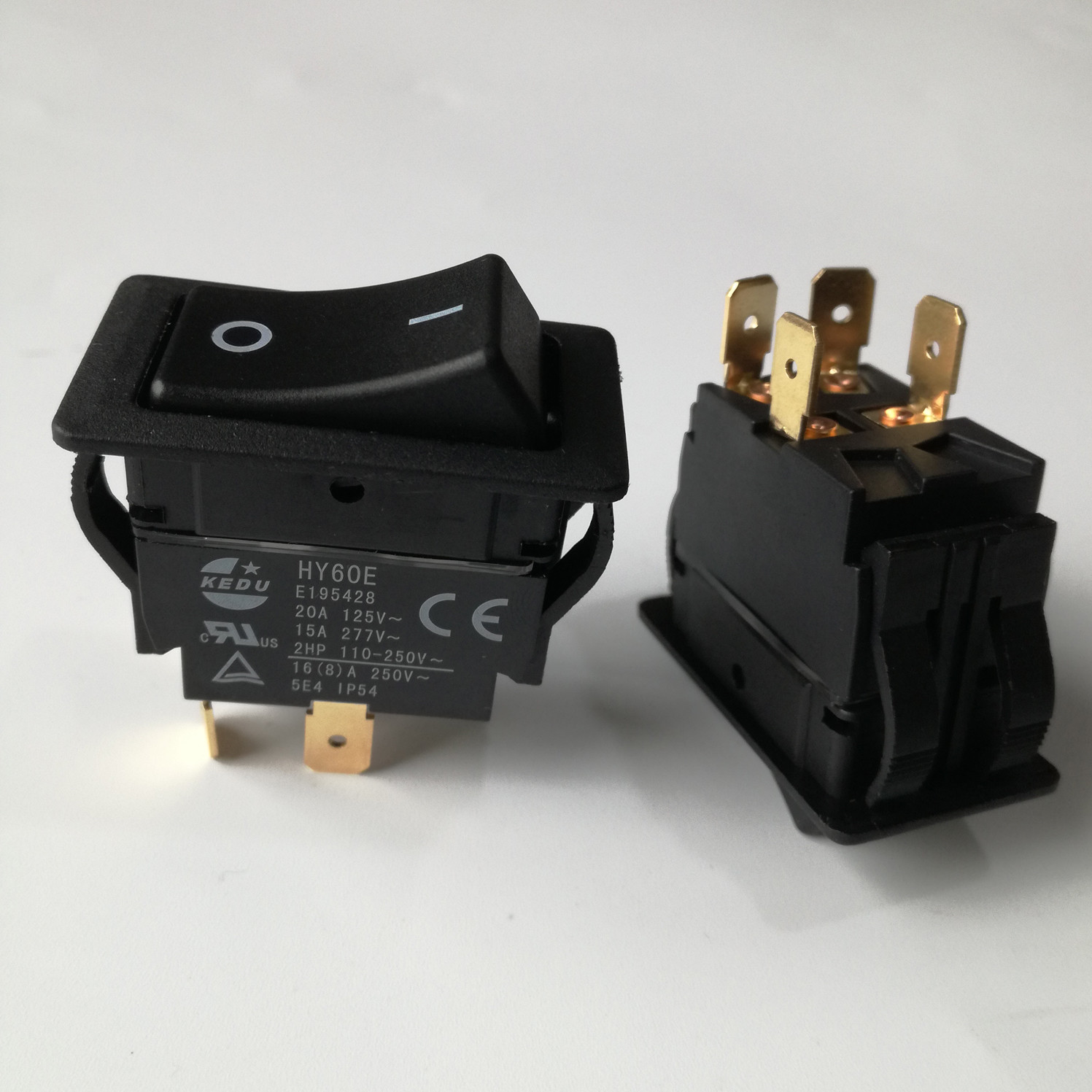 KEDU HY60E 4 Pins 20A 125V/250V 2HP Industrial On Off Rocker Pushbutton ...