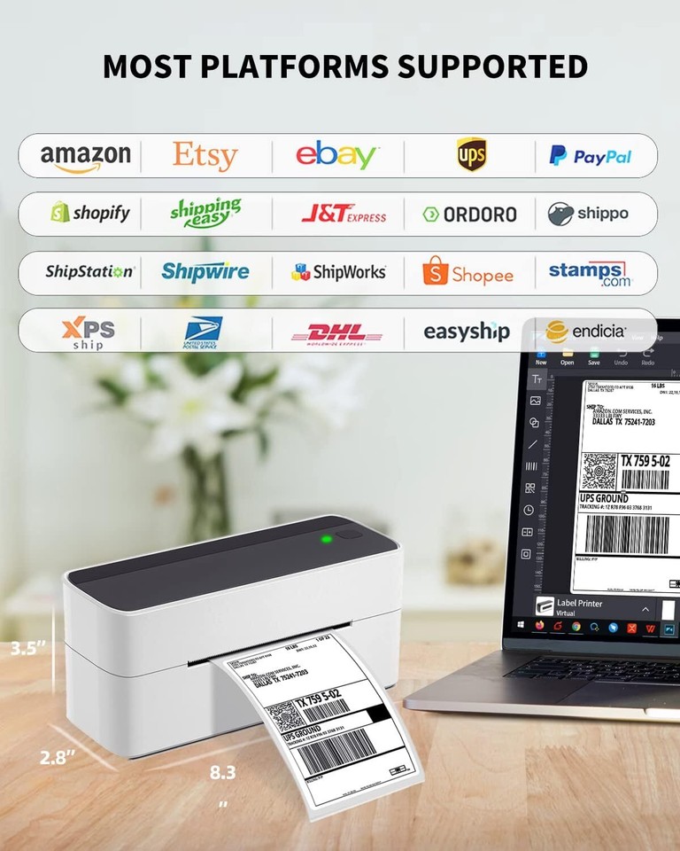 Bluetooth Thermal Label Shipping Printer 241BT Wireless Address Label ...
