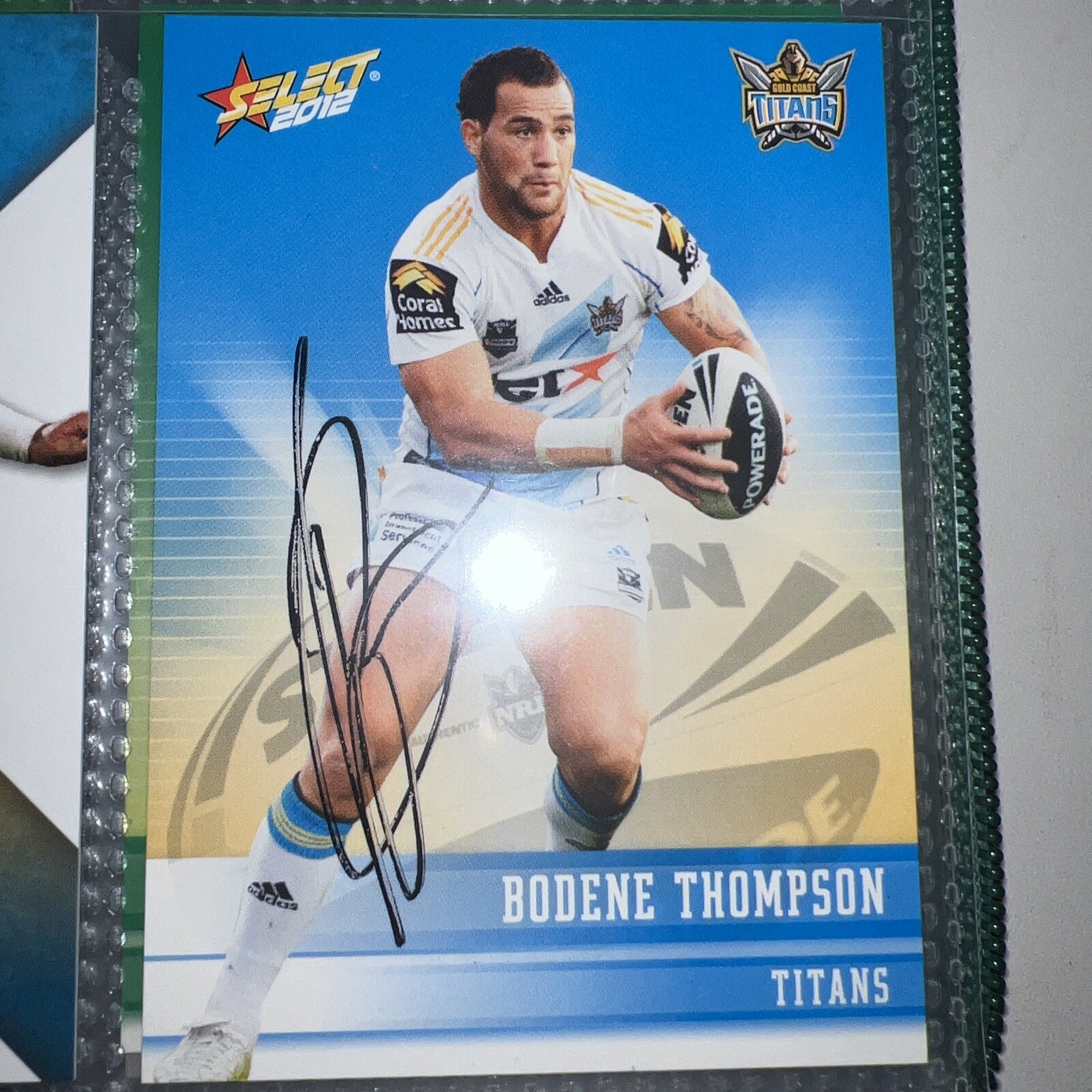 Bodene Thompson Signed 2012 Select Champions NRL card Gold Coast Titans ...