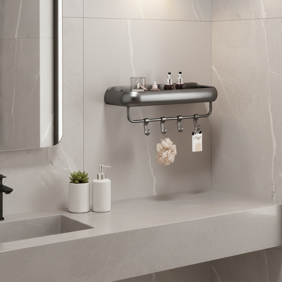 Screw Mounting Vanity Storage Bathroom Storage Rack No Drilling ...