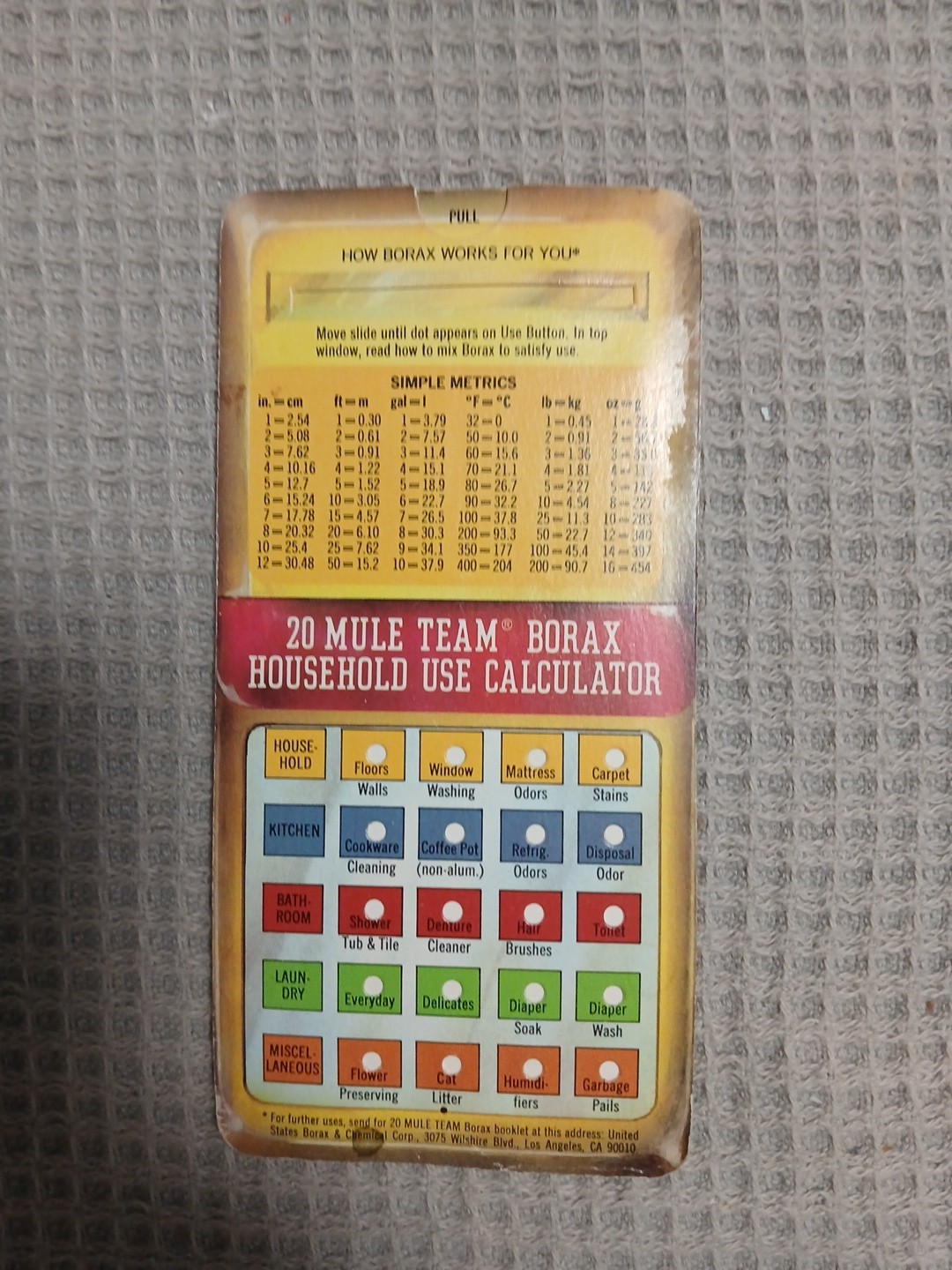 Vintage 1977 Premium Home Metric Slide Calculator 20 Mule Team Borax | eBay