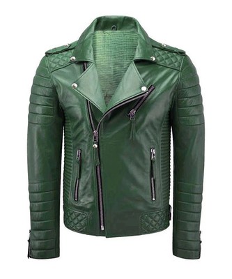 Green Men Jacket 100% Lambskin Soft Biker Motorcycle Leather Jacket ...