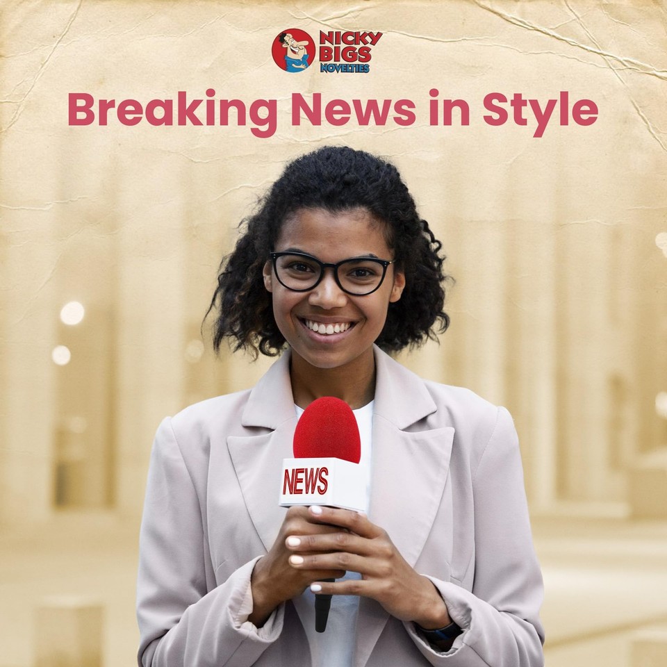 Fake News Reporter Microphone Mic Flag Cube Plastic Cordless Costume ...