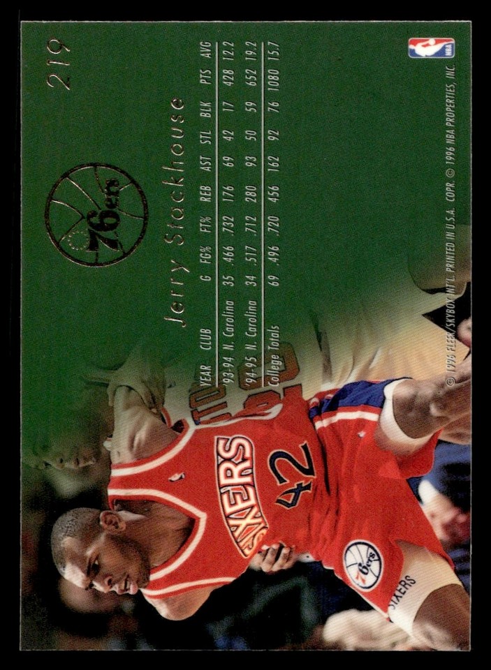 Jerry Stackhouse 1995 Flair #219 Philadelphia 76ers | eBay