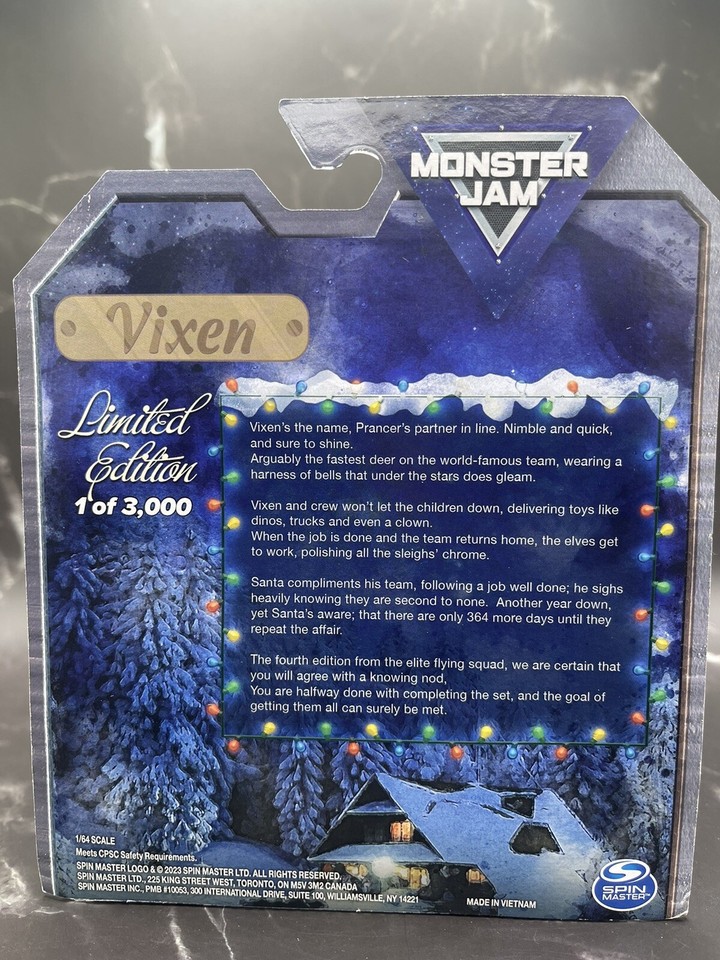MONSTER JAM 1:64 Vixen Reindeer CHRISTMAS NEW 1/3000 Limited Edition | eBay