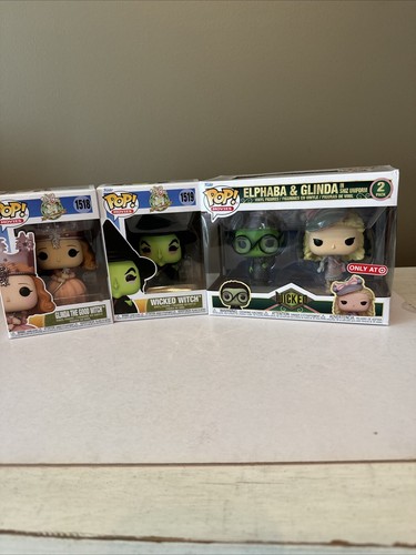 Funko Pop WICKED ELPHABA & GLINDA 2 Pack & OG Wizard Of Oz Wicked Witch ...
